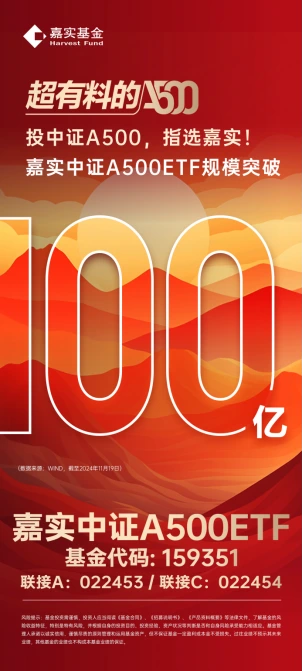 又见百亿宽基！嘉实中证A500ETF（159351）规模突破百亿元